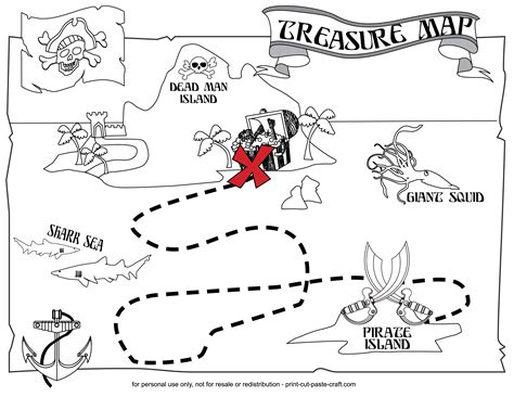 Treasure Map Coloring Pages Printable