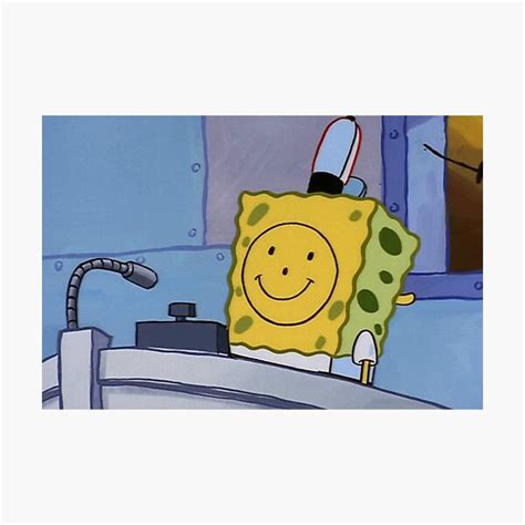 Smiley Face Spongebob Photographic Print By Eltonjuan Redbubble