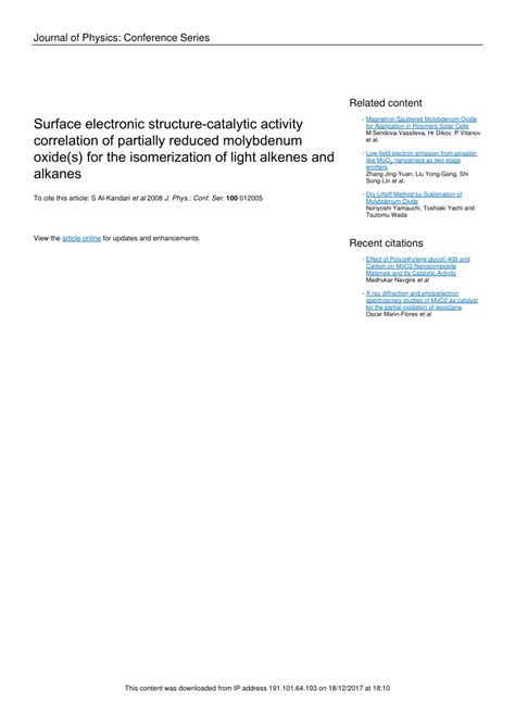 Pdf Surface Electronic Structure Catalytic Activity Correlation Of