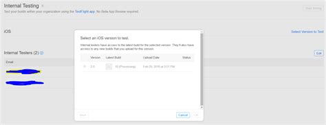 Ios Select Version To Test Is Empty In Internal Testing Itunes