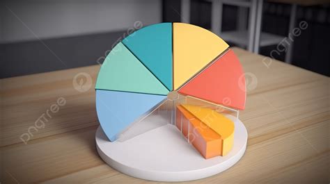 Mini Pie Chart Shaped Display On A Wooden Table Background 3d Illustration Of A Pie Chart For