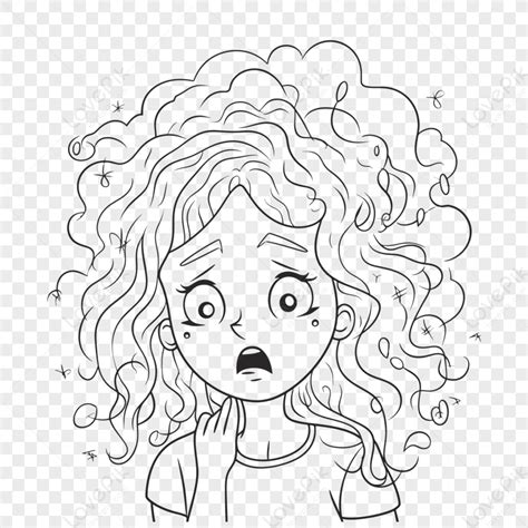 곱슬 머리 색칠 페이지 개요 스케치 드로잉을 가진 어린 소녀 벡터선 그리기개요 예술 Png 일러스트 무료 다운로드 Lovepik