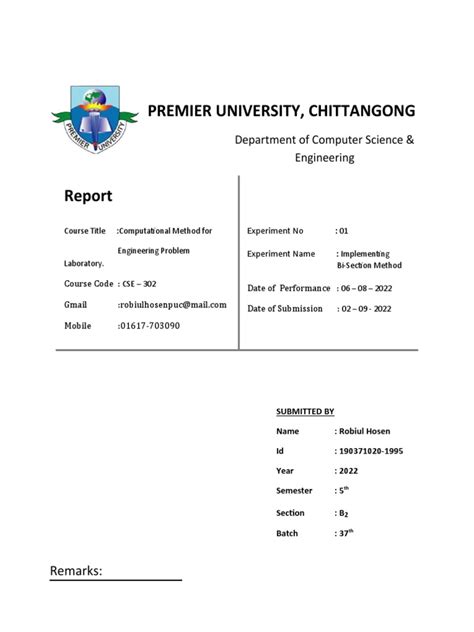 Bi Setion Method Lab Report Download Free Pdf Algorithms Computational Science