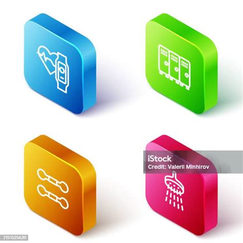 아이소메트릭 라인 하트가 있는 스마트 시계 사물함 또는 탈의실 덤벨 및 샤워 아이콘을 설정합니다 벡터 3차원 형태에 대한 스톡 벡터 아트 및 기타 이미지 Istock