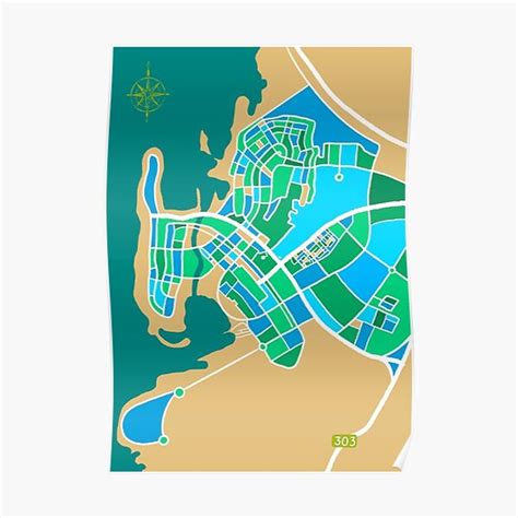 Artistic Map Of Kaust King Abdullah University Of Science And Technology In Blue Colors Premium
