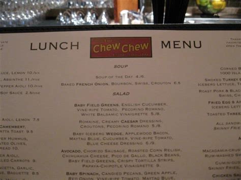 Menu At The Chew Chew Restaurant Riverside