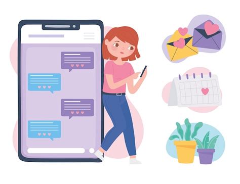 Premium Vector Dating App On The Phone Online Communication And Connection Romantic