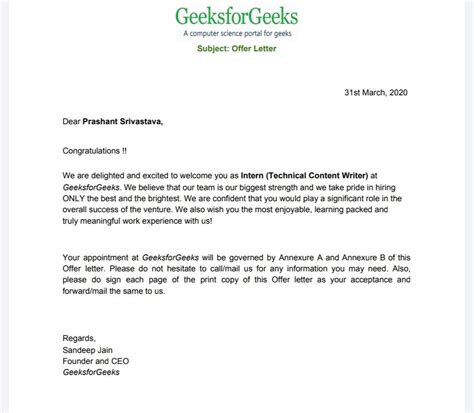 Internship Geeksforgeeks Contentwriter Prashant Srivastava 31 Comments