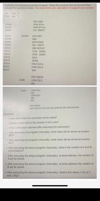 consider the following assembly program follow the