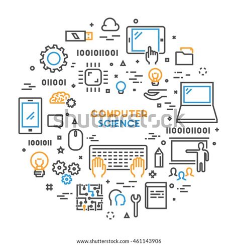 Line Web Concept Computer Science Vector Stock Vector Royalty Free 461143906 Shutterstock