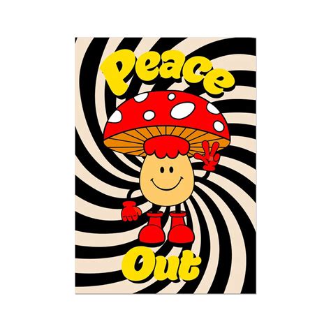 Peace Out Mushroom Nostalgic Art Print By Love Frankie Ltd