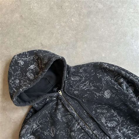 Y2k Obey Textured Hoodie Size Medium 215 X 26 Depop