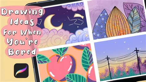 4 Drawing Ideas For When Youre Bored Digital Art For Beginners Procreate Tutorial Youtube