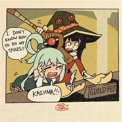 Hirotonfa Aqua Konosuba Megumin Kono Subarashii Sekai Ni Shukufuku Wo 2girls Artist Name