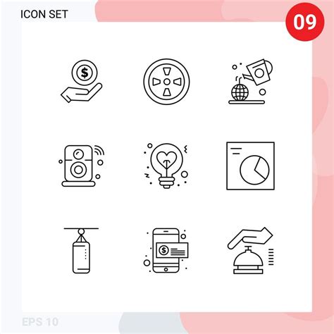 Pack Of 9 Modern Outlines Signs And Symbols For Web Print Media Such As Bulb Wifi Day Iot