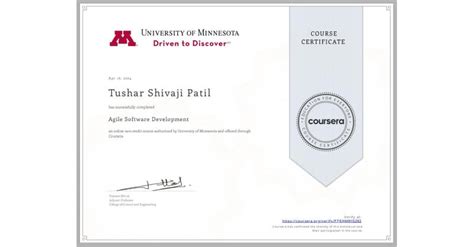 Tushar Patil On Linkedin Completion Certificate For Agile Software