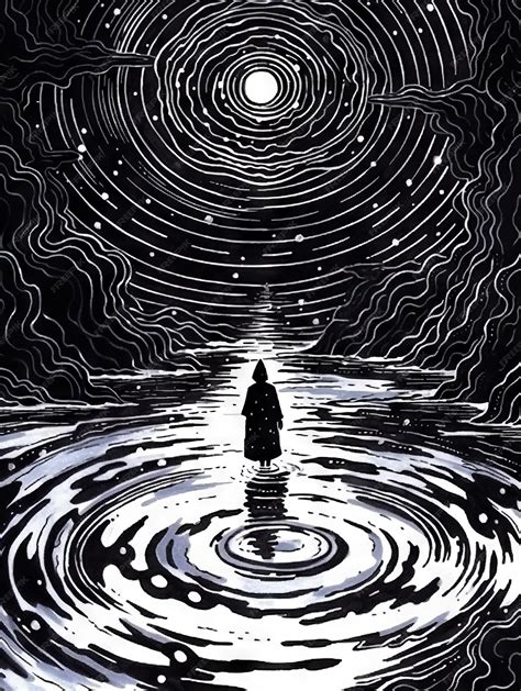 Premium Ai Image Junji Ito Keith Haring Black And White Ink Pen No