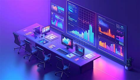 Data Analysis Workstation Virtual Office Digital Displays Modern
