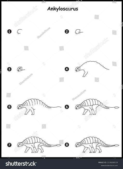 How Draw Ankylosaurus Step By Step Stock Vector Royalty Free