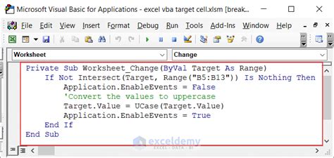 How To Interact With A Target Cell Using Excel Vba 9 Examples Exceldemy