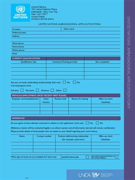 United Nations Ambassadorial Application Form Pdf Confidentiality Justice