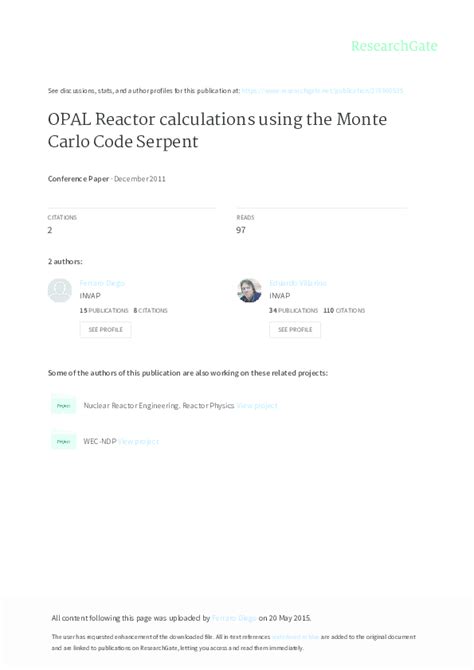 Pdf Opal Reactor Calculations Using The Monte Carlo Code Serpent Opal Reactor Calculations