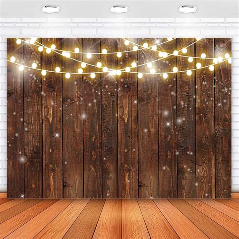 Mocsicka Rustic Wood Photography Backdrop Glitter Lights