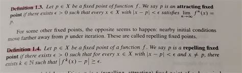 solved definition 1 3 let pe x be a fixed point of function