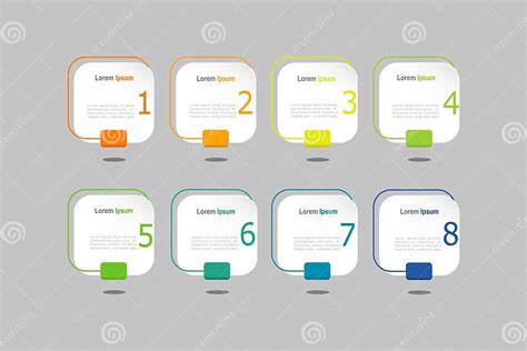 Infographic Element Template Business Concept With 8 Steps White Rectangle Shapes Design For