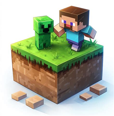 Minecraft Steve And Creeper Premium Ai Generated Image
