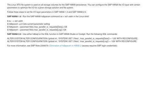 Optimizing File Io After The Sap Hana Installation Sap Hana