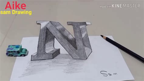 How To Draw A N 3d Trick Art On Line Paper วาดภาพ N 3มิติ ง่ายๆ Youtube