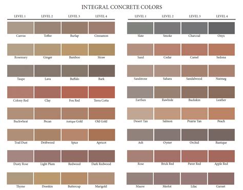 Concrete Manufactures Color Charts Gq Concrete
