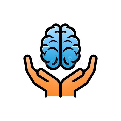 Mental Health Icon Hands Held Brain Symbol Stock Illustration