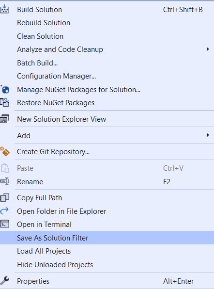 Working With Solution Filters In Visual Studio 2022