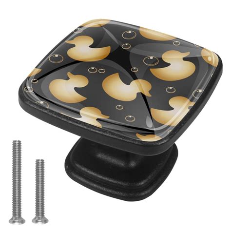 4 Pcs Cabinet Handle Drawer Pulls Cute Gold Duck Knobs With Screws Square Furniture Office