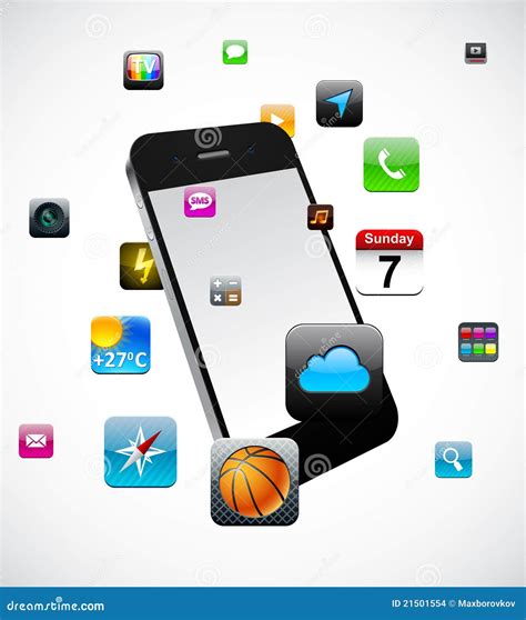 Touchscreen Smartphone Concept Stock Vector Illustration Of Icons Blue