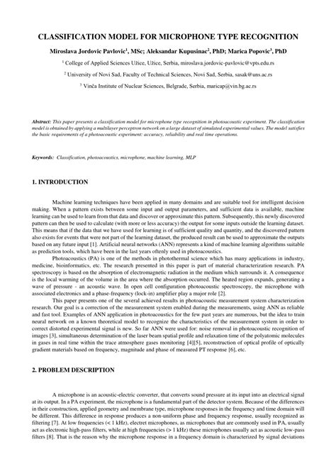 Pdf Classification Model For Microphone Type Recognition
