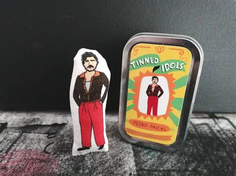 Pedro Pascal Inspired Illustrated Mini Keepsake Collectible Doll And Tin Etsy