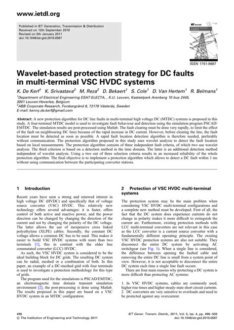 Pdf Wavelet Based Protection Strategy For Dc Faults In Multi Terminal