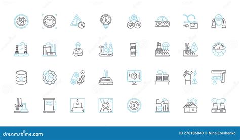 Automated Industry Linear Icons Set Robotics Automation Assembly Manufacturing Production