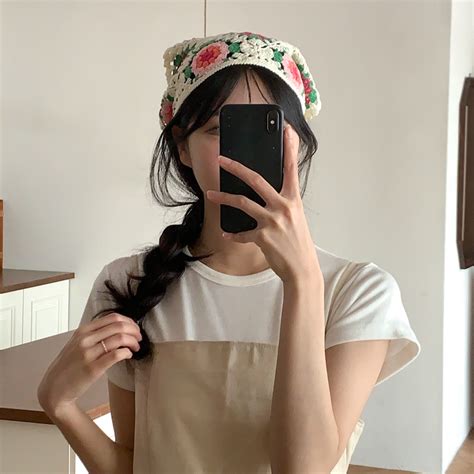 휴양룩러블리템 플로이 핸드메이드 뜨개 봄 여름 그물 니트 두건 모자