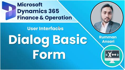 Dialog Basic Form Pattern D365 Fando X Language Part 1 Youtube