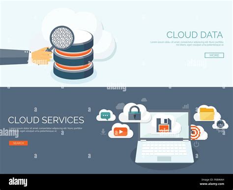 Vector Illustration Flat Cloud Computing Background Data Storage Network Technology