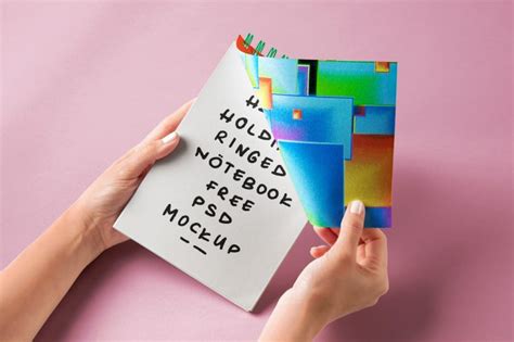 Free Hand Holding Ring Binding Notebook Mockup Psd Psfiles