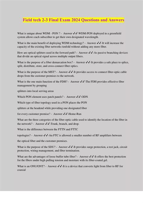 Field Tech 2 3 Final Exam 2024 Questions And Answers Progression