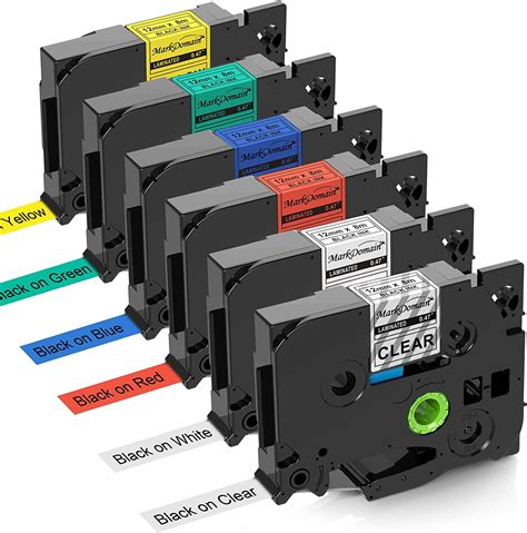 Brother P Touch Compatible 12mm Laminated Label Maker Tape 6 Pack