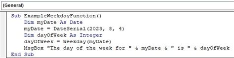 Vba Weekday Excel Function Syntax Examples How To Use