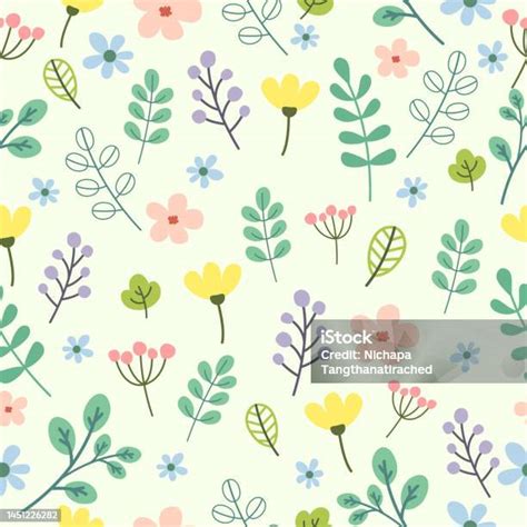 꽃과 나뭇잎을 모티브로 한 매끄러운 패턴 화려한 꽃과 나뭇잎 컬렉션입니다 온화한 봄 꽃 배경 일러스트 벡터 10 Eps 계절에 대한 스톡 벡터 아트 및 기타 이미지 Istock
