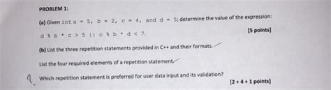 Solved PROBLEM 1 5 Determine The Value Of The Expression Chegg Com